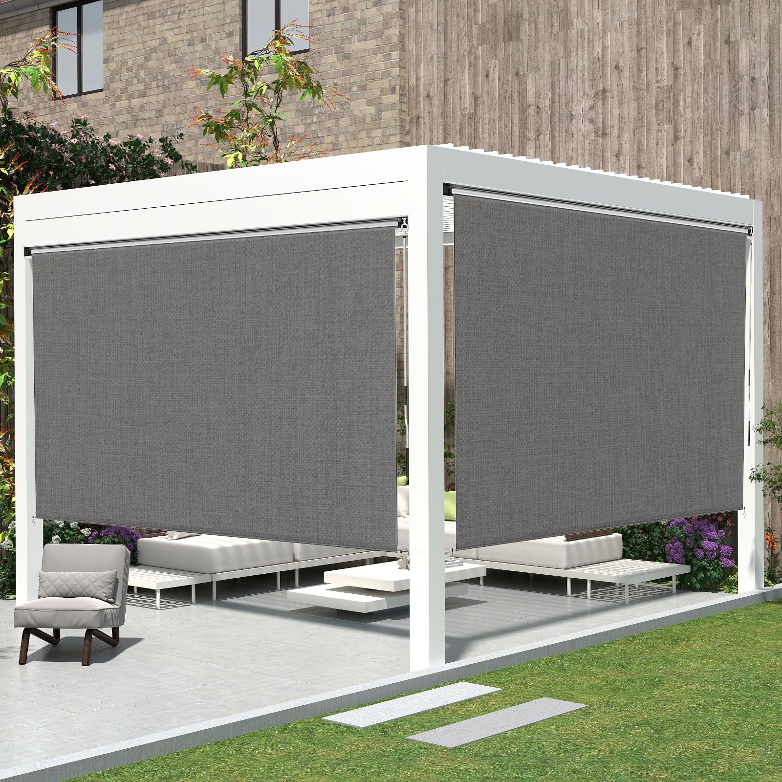 ZealWe Outdoor Roller Shades with Heavy Duty Aluminum Alloy Shades Box ...