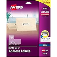 Amazon.com : Avery 8660 Inkjet Mailing Labels, Address, 1-Inch X2-5/8 ...