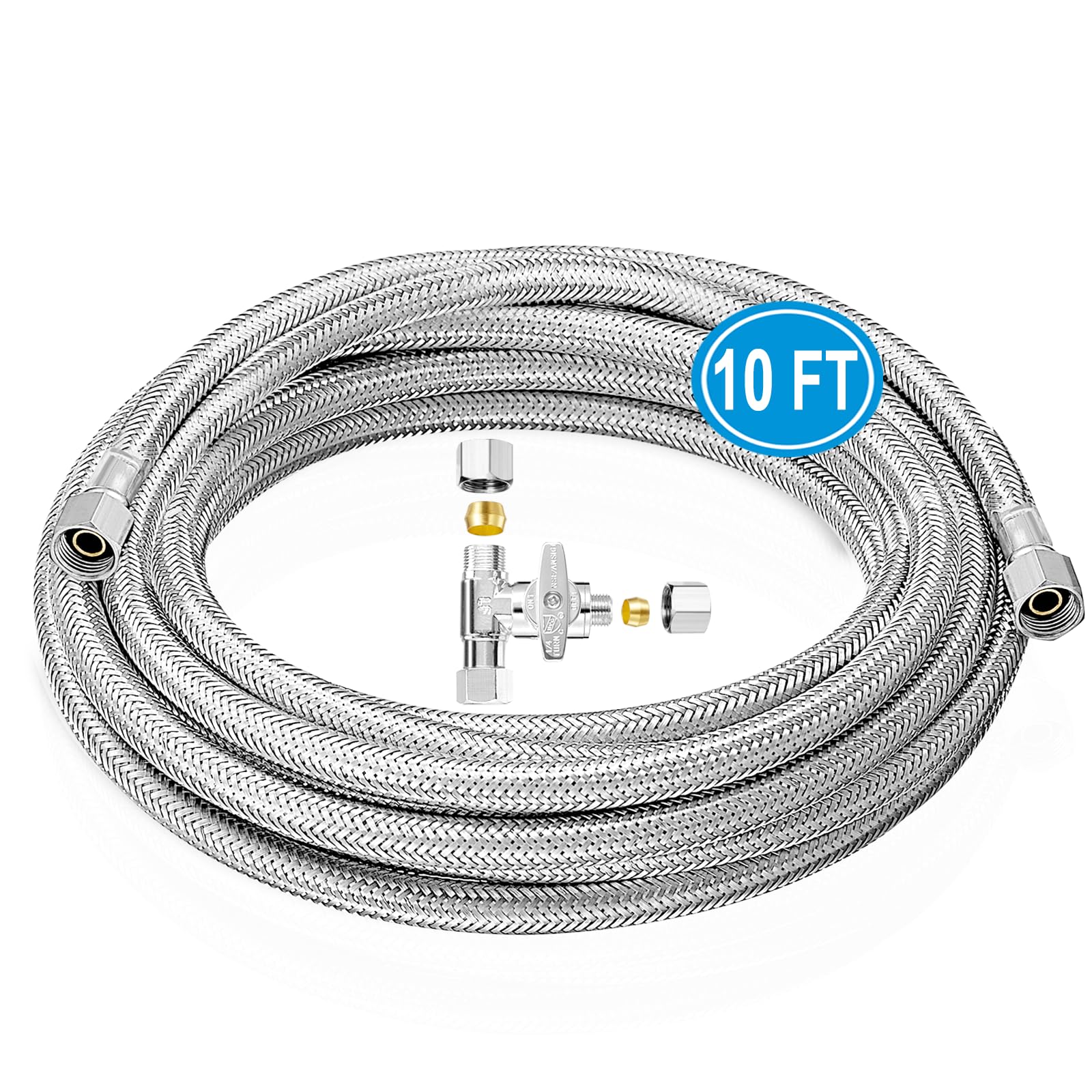 Mua Refrigerator Water Line Kit - 10FT Stainless Steel Braided Ice ...