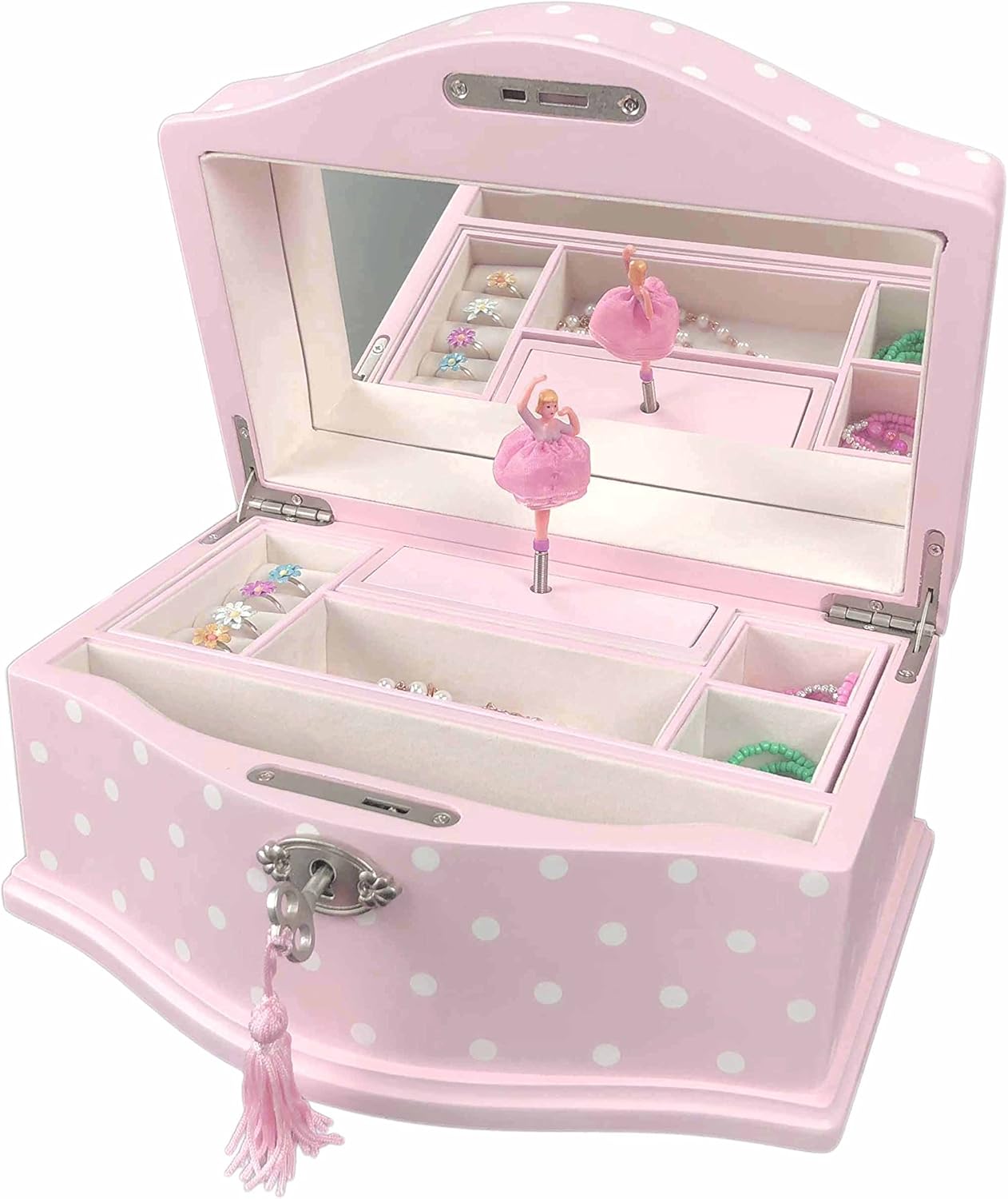 Elle Ballerina Wind Up Music Jewelry Box with Lock, Girl's Keepsake ...