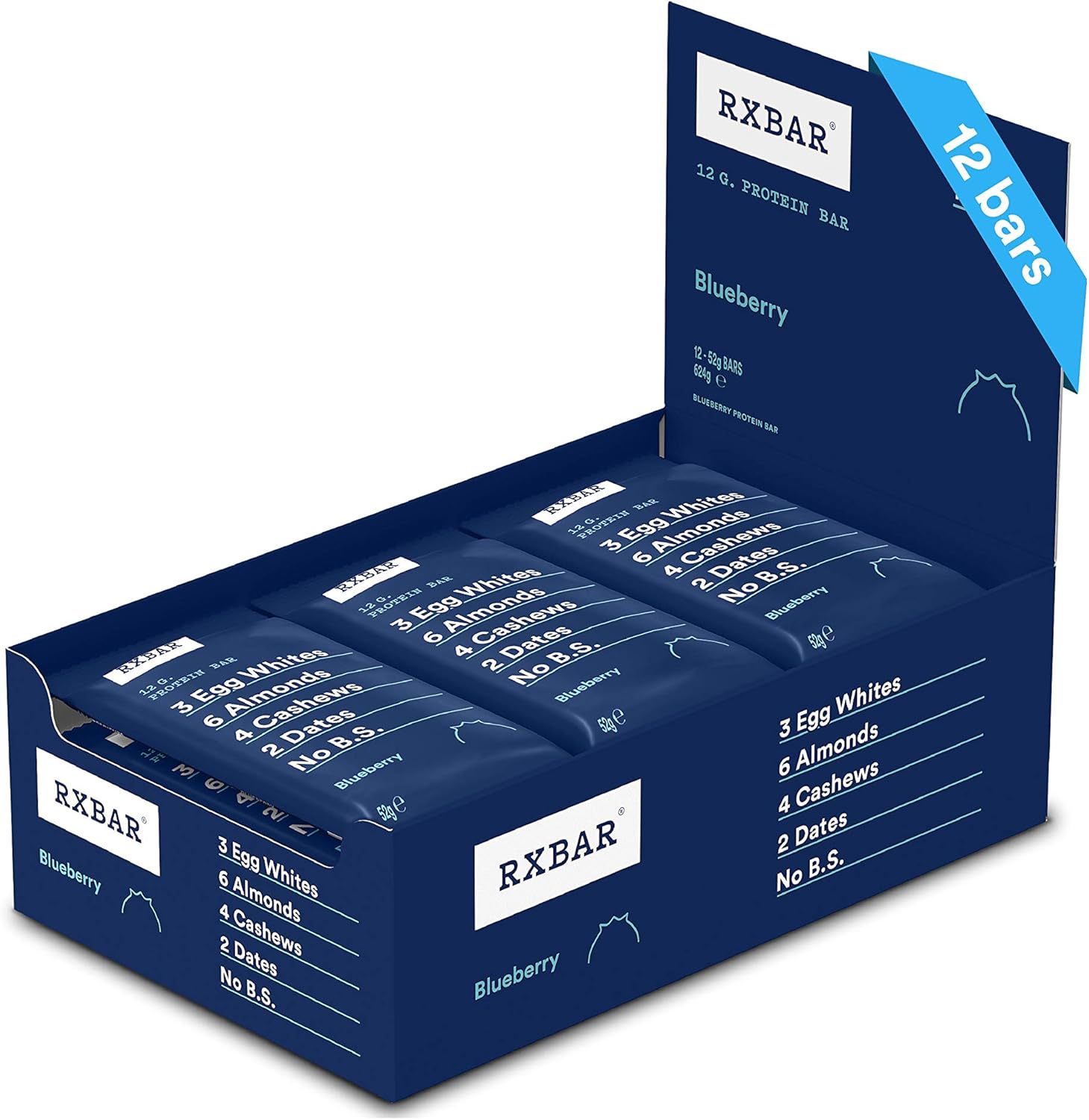 RXBAR, Protein Bar, Blueberry, Gluten Free, 12-Pack, Made in the UK ...
