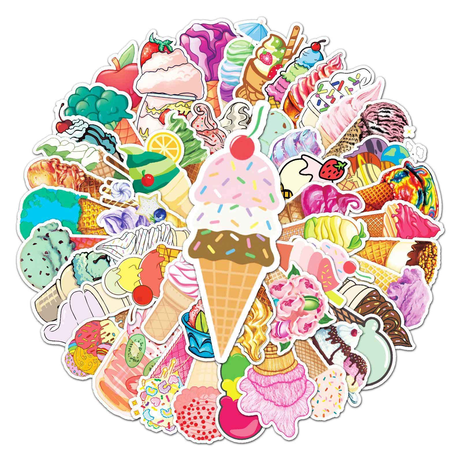 Ice Cream Theme Stickers Pack for Water Bottle Laptop Scrapbooking ...