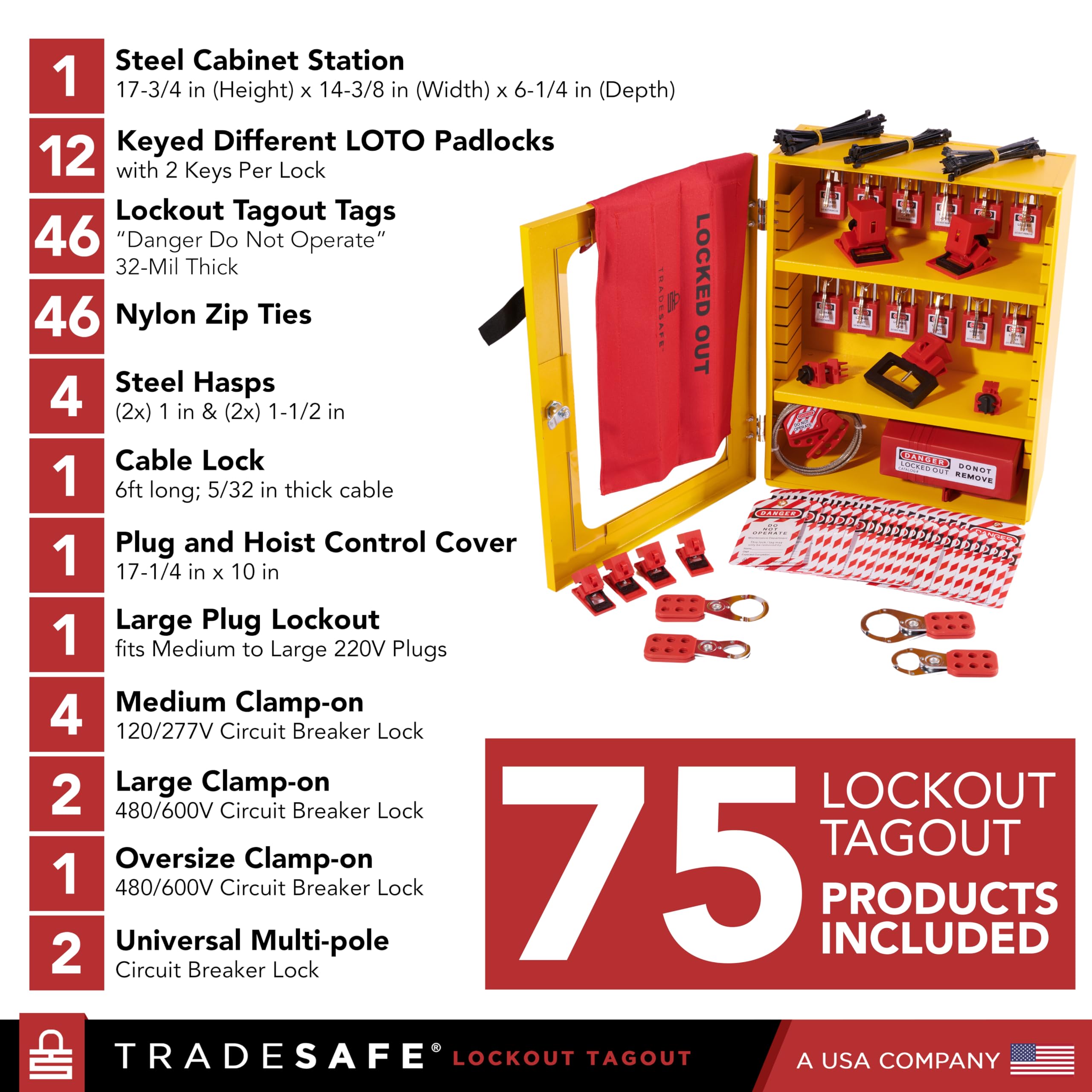 Mua TRADESAFE Lockout Tagout Cabinet - 75 Pieces Loto Devices, Loto Locks, Lockout Hasp, Lock ...