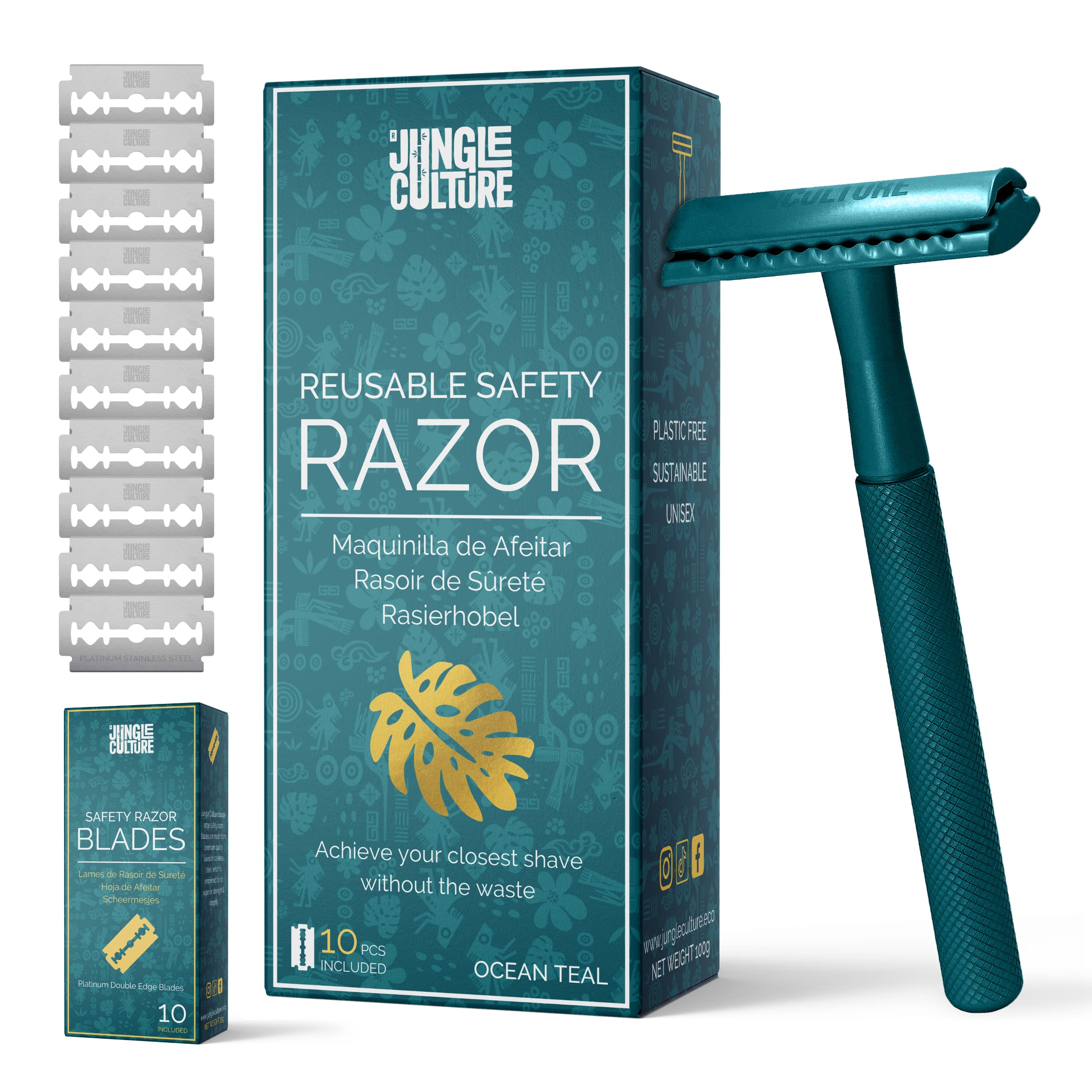 Jungle Culture Safety Razor with 10 Double Edge Blades • One Blade ...