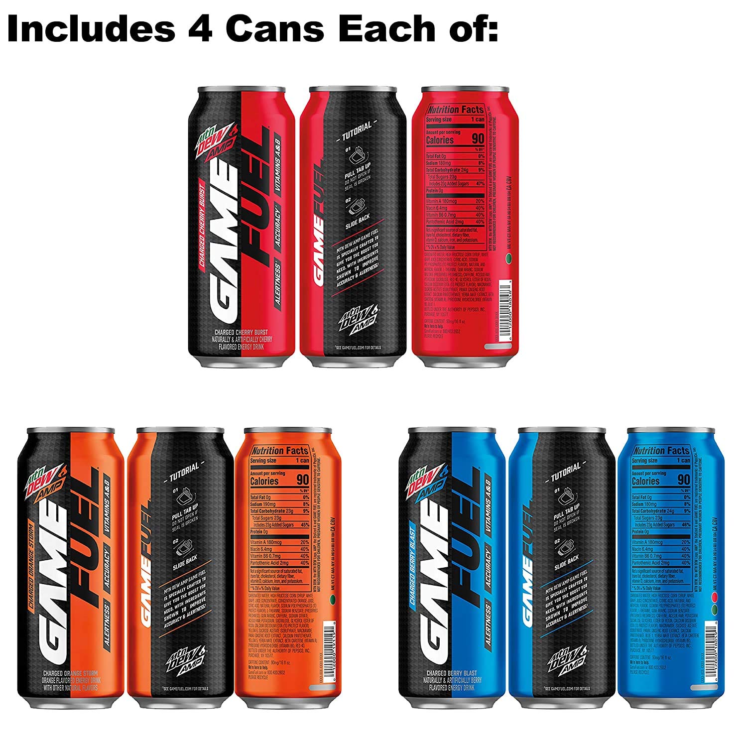 Mua Mountain Dew Game Fuel, 3 Flavor Variety Pack, 16 fl oz. cans (12 ...