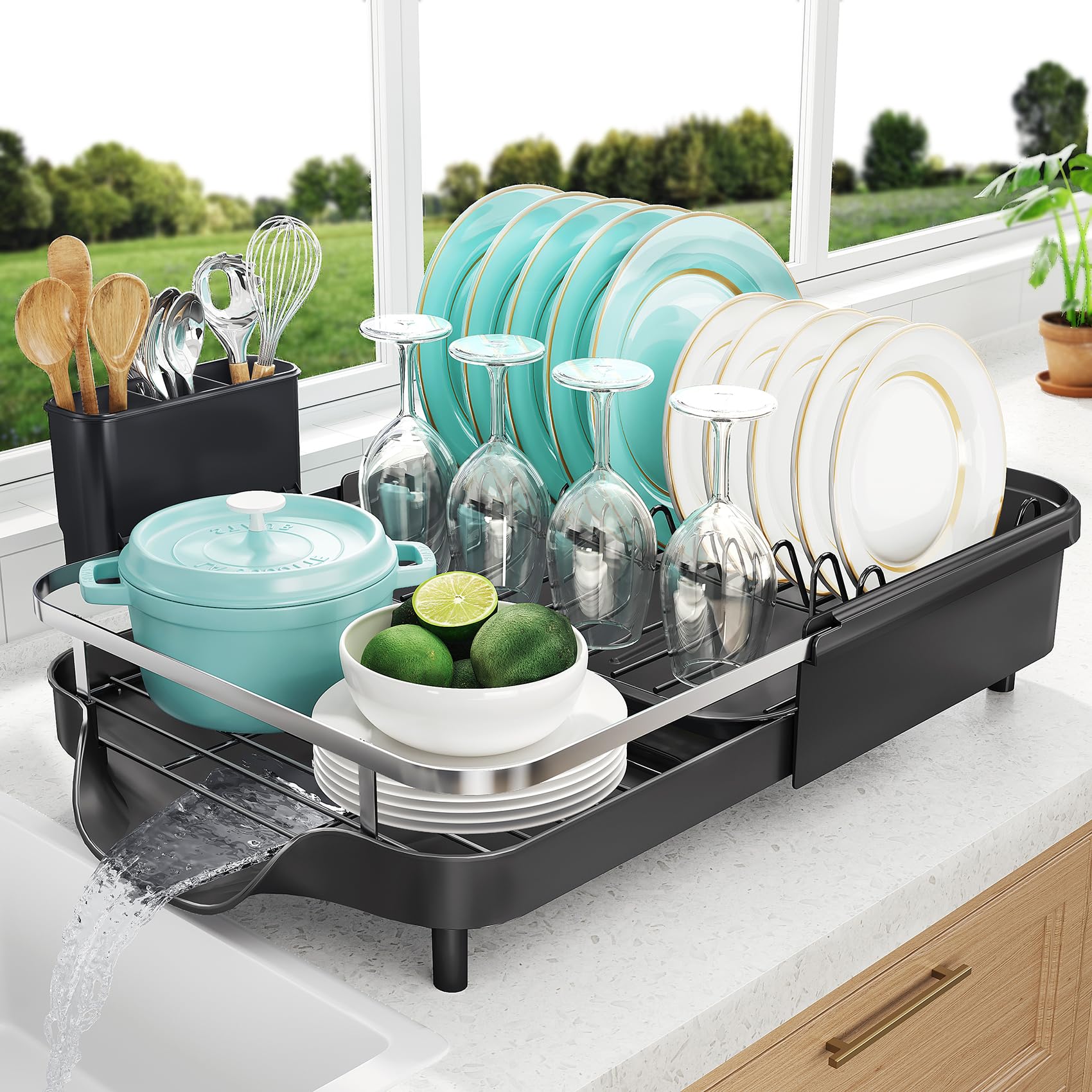 SAYZH Dish Drying Rack - Expandable Dish Rack, Dish Racks for Kitchen ...