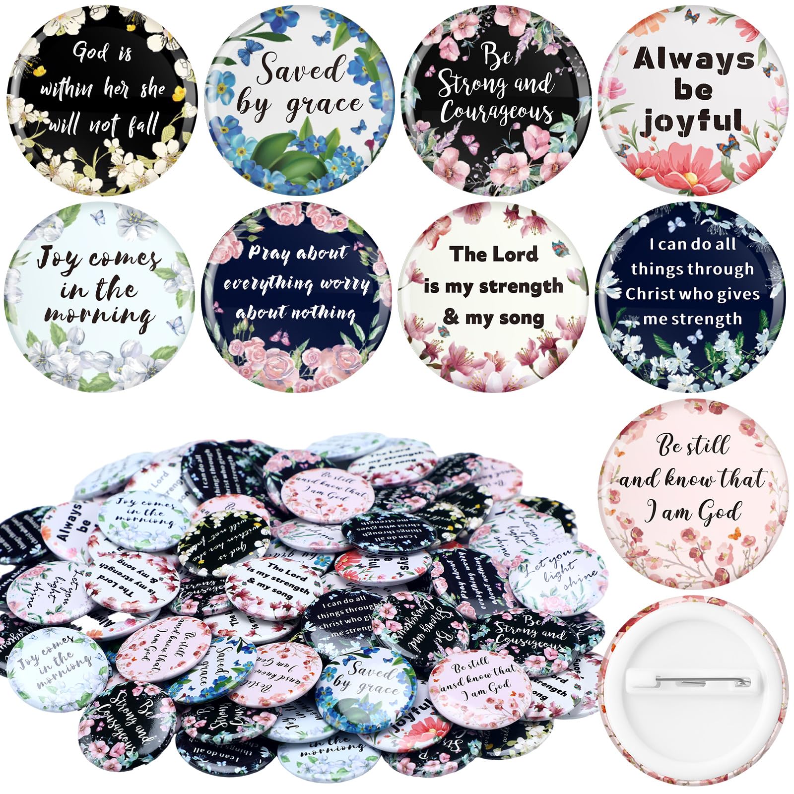 Tondiamo 100 Pcs Christian Button Pins for Church Woman Inspirational ...