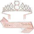 Amazon.com : CIEHER 8th Birthday Crown + 8th Birthday Sash + Pearl Pin Set, 8th Birthday Gifts ...