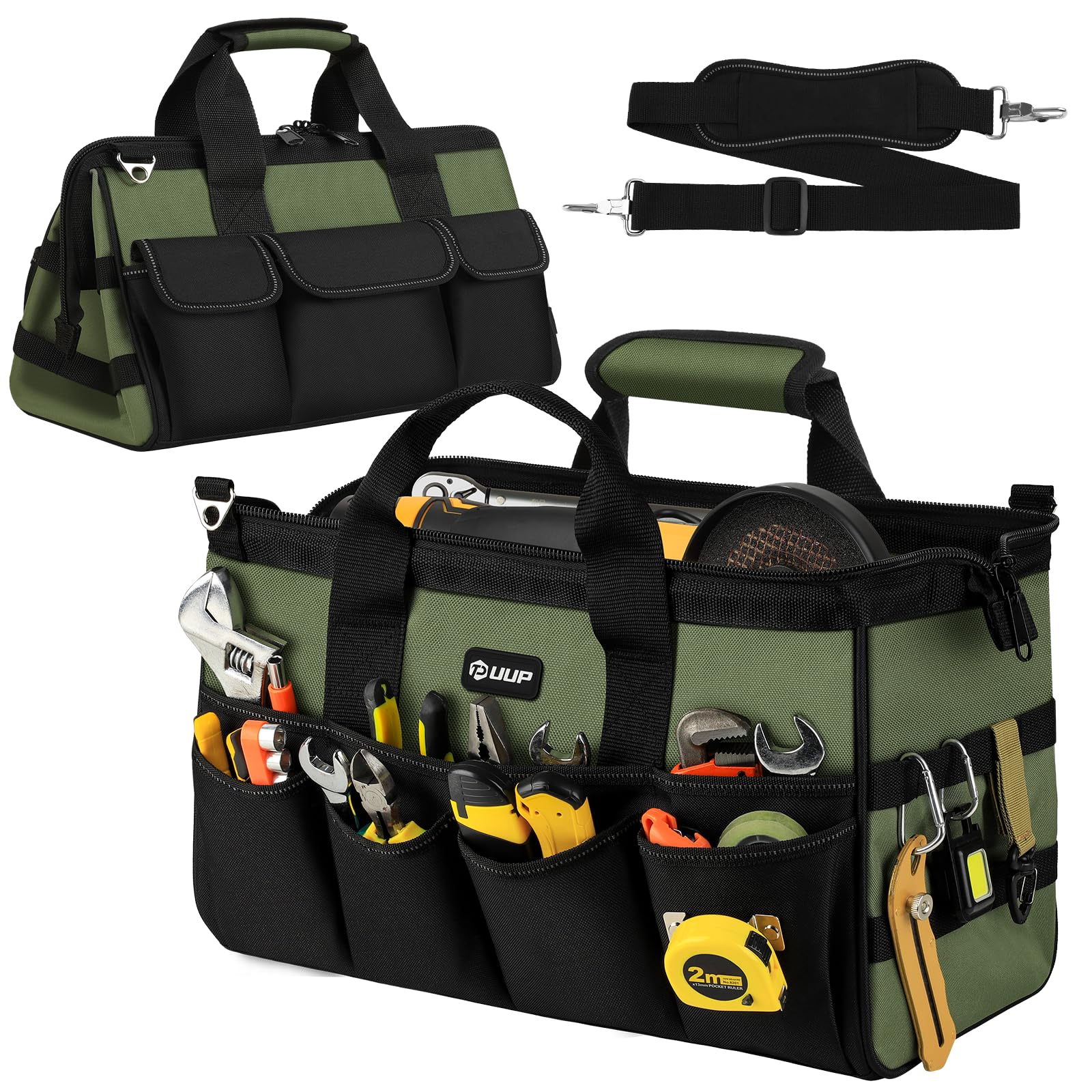 UUP 18-Inch Large Tool Bag, 16-Pocket Portable Tool Box Organizer Storage, Heavy Duty Tactical ...