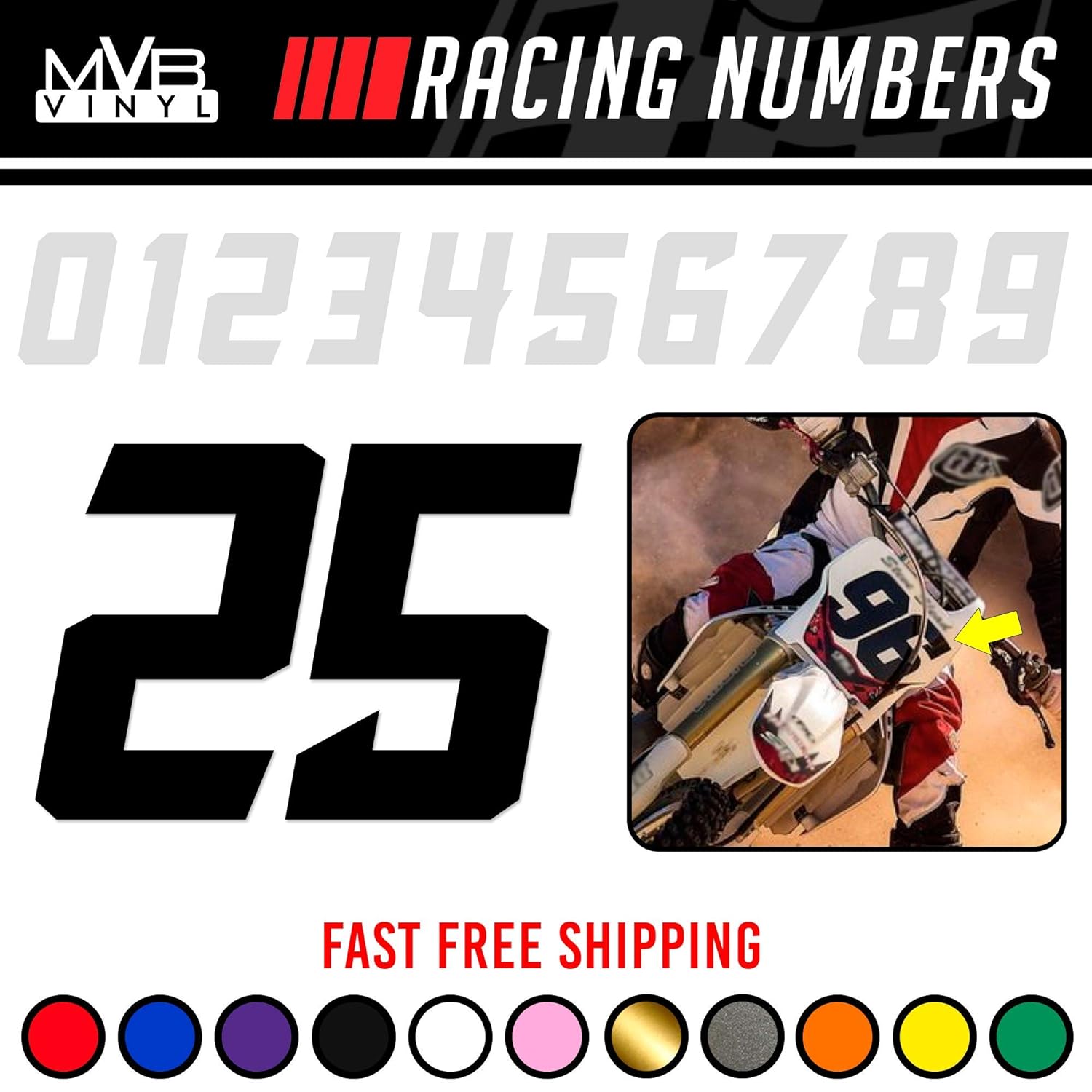 Amazon.com: Racing Numbers Vinyl Decal Stickers | Track Drag Strip ...