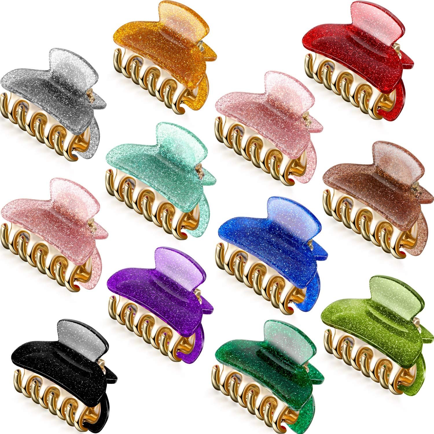 12 Pieces Small Acrylic Hair Claw Clips Plastic Jaw Clip 1.5 Inch Grip ...
