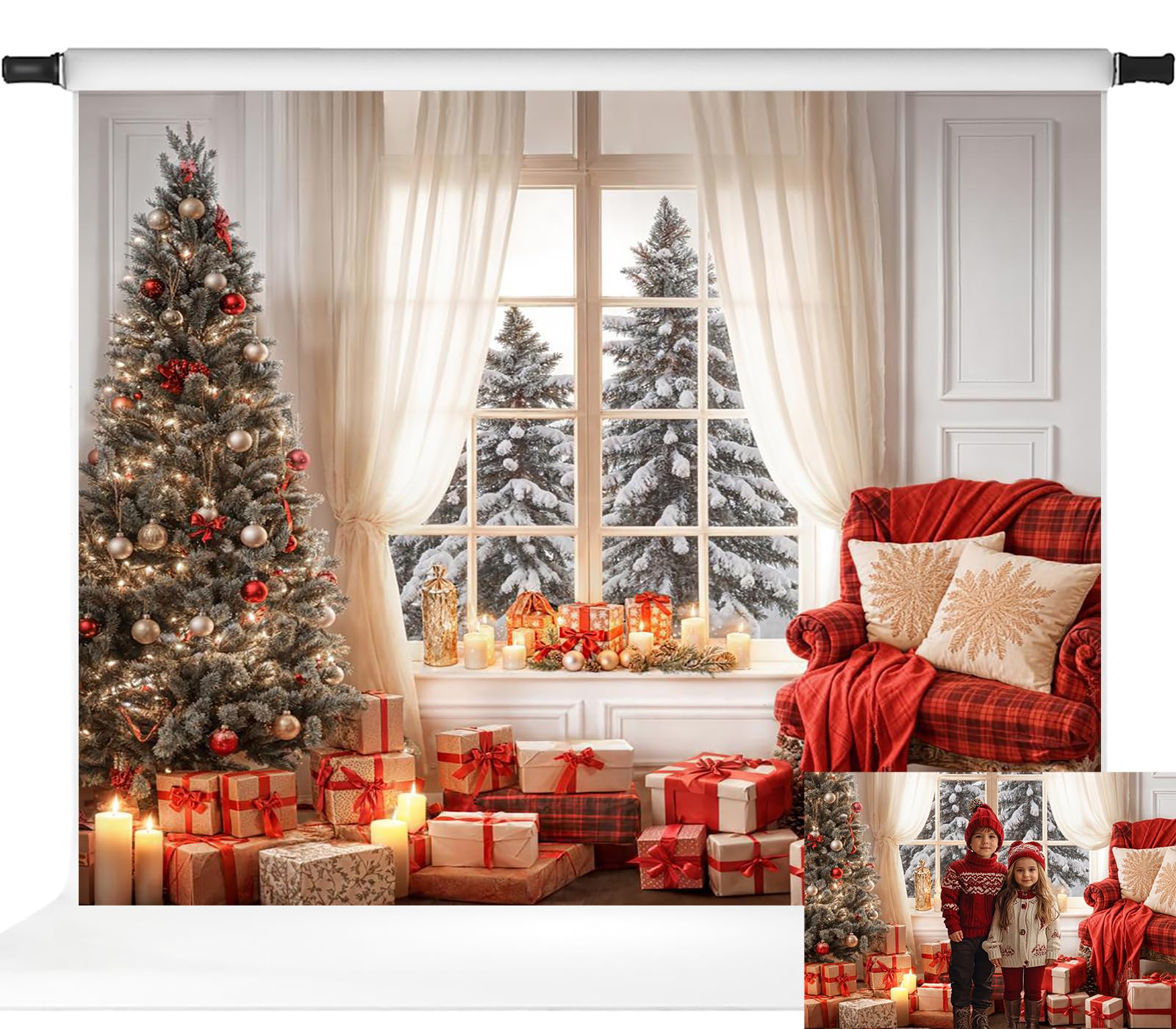 Kate Christmas Backdrop for Photography Window Christmas Tree Backdrops ...