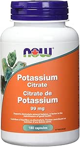NOW Potassium Citrate Capsules, 99mg, 180 Count: Amazon.ca: Health ...