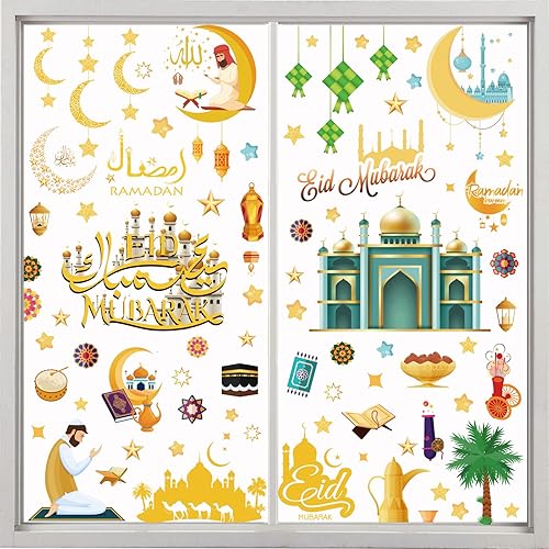 Ramadan Window Clings 121 Pcs Ramadan Window Decorations Window ...