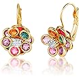 Amazon.com: Barzel 18K Gold Plated Multicolor Earrings, Lever Back ...