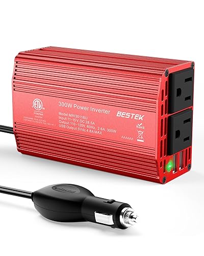 BESTEK Power Inverter DC 12V to AC 110V - 300W Car Plug Adapter Outlet ...