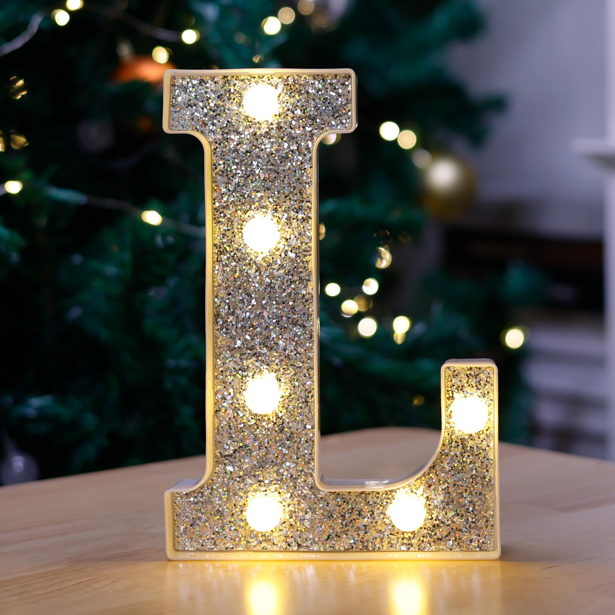 TEHIBIEN Marquee Light Up Letters, Glitter Silver LED Letter Lights ...