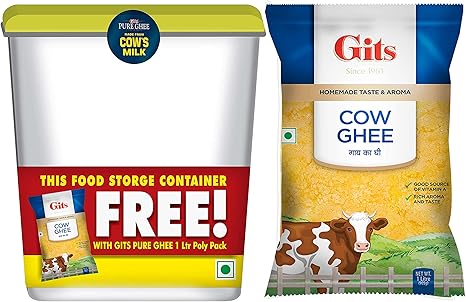 Gits Pure Cow Ghee 1L Pouch with Free Container: Amazon.in: Grocery ...