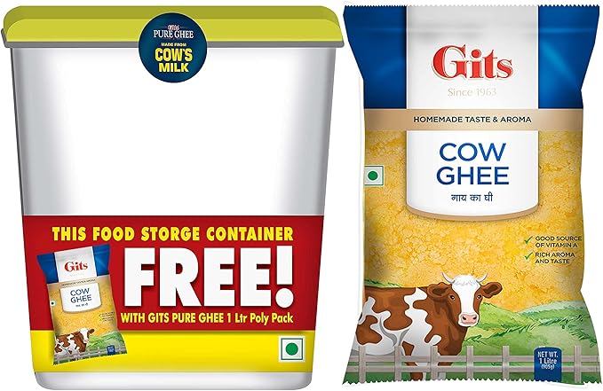 Gits Pure Cow Ghee 1L Pouch with Free Container: Amazon.in: Grocery ...