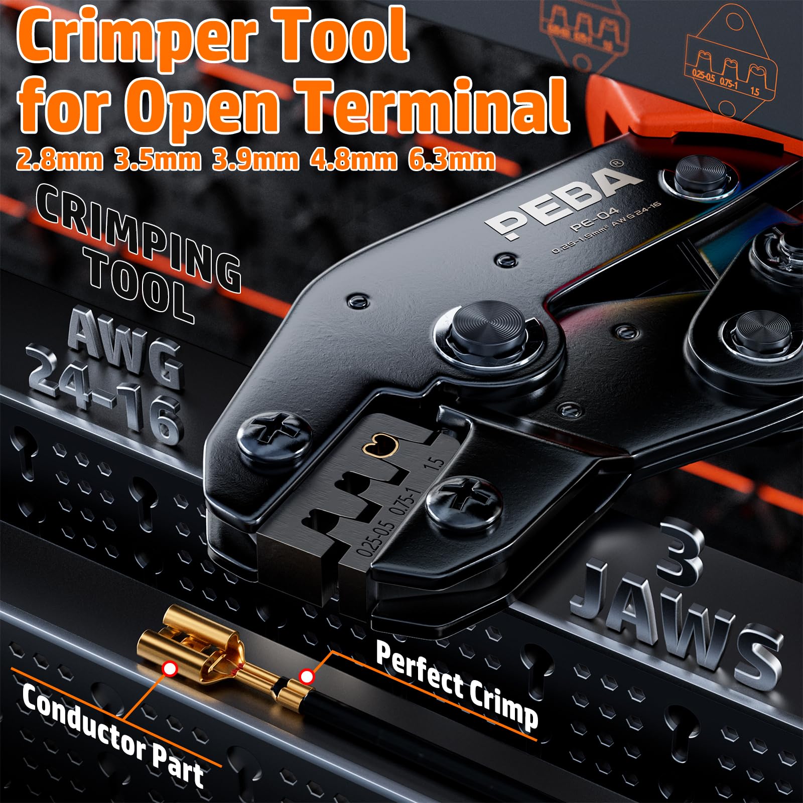 Mua PEBA Spade Terminal Crimping Tool Kit, Crimper AWG 24-14 for Quick ...