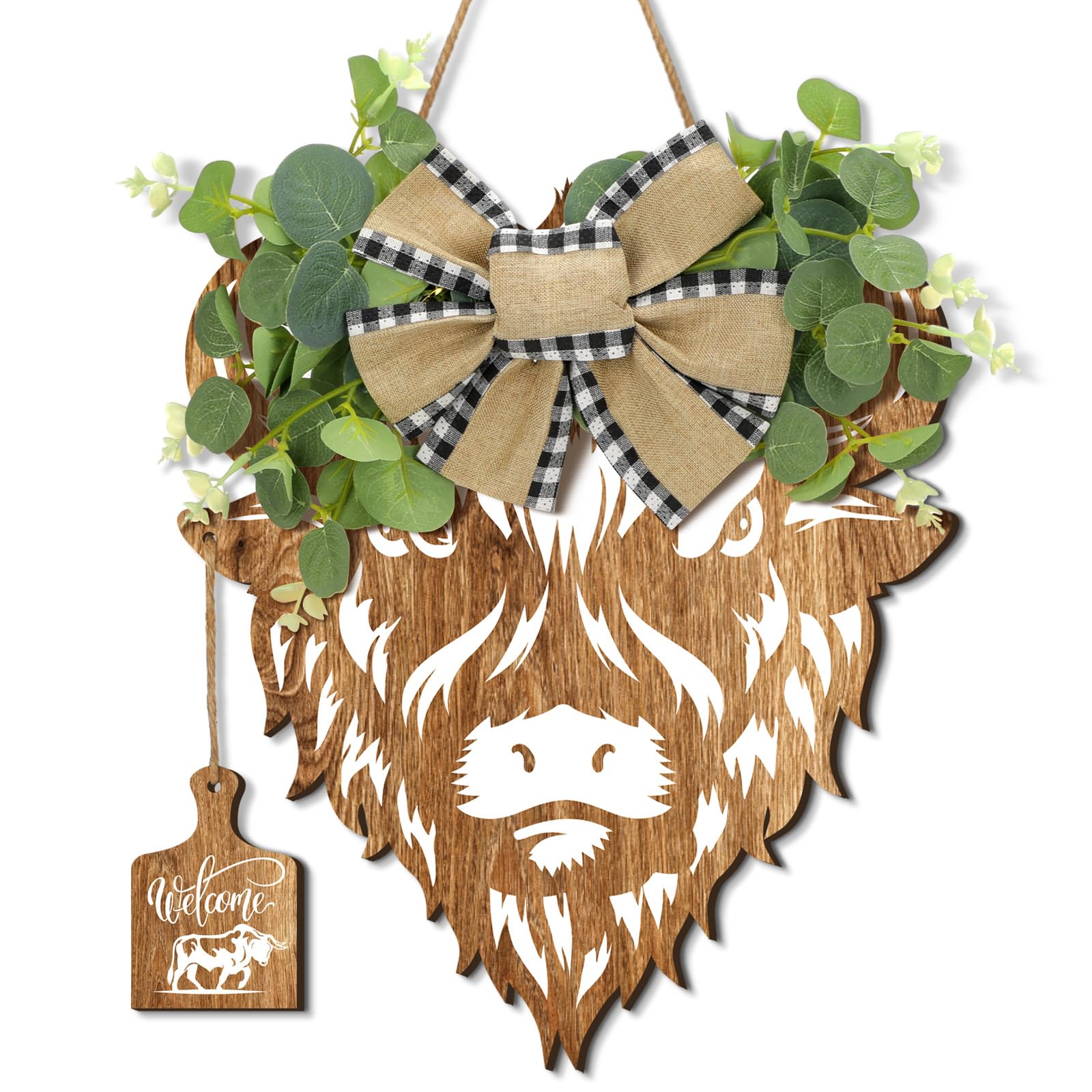 Xuhal Cow Door Signs Cow Head Door Wreath 11.81 x 11.02 Inches ...