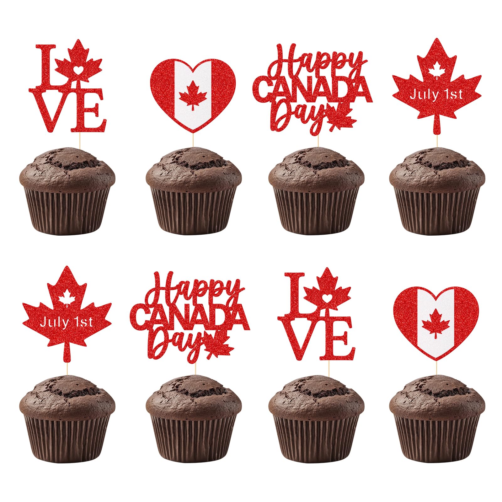 Happy Canada Day Cupcake Toppers, 1st of July Canada Day Decorations ...