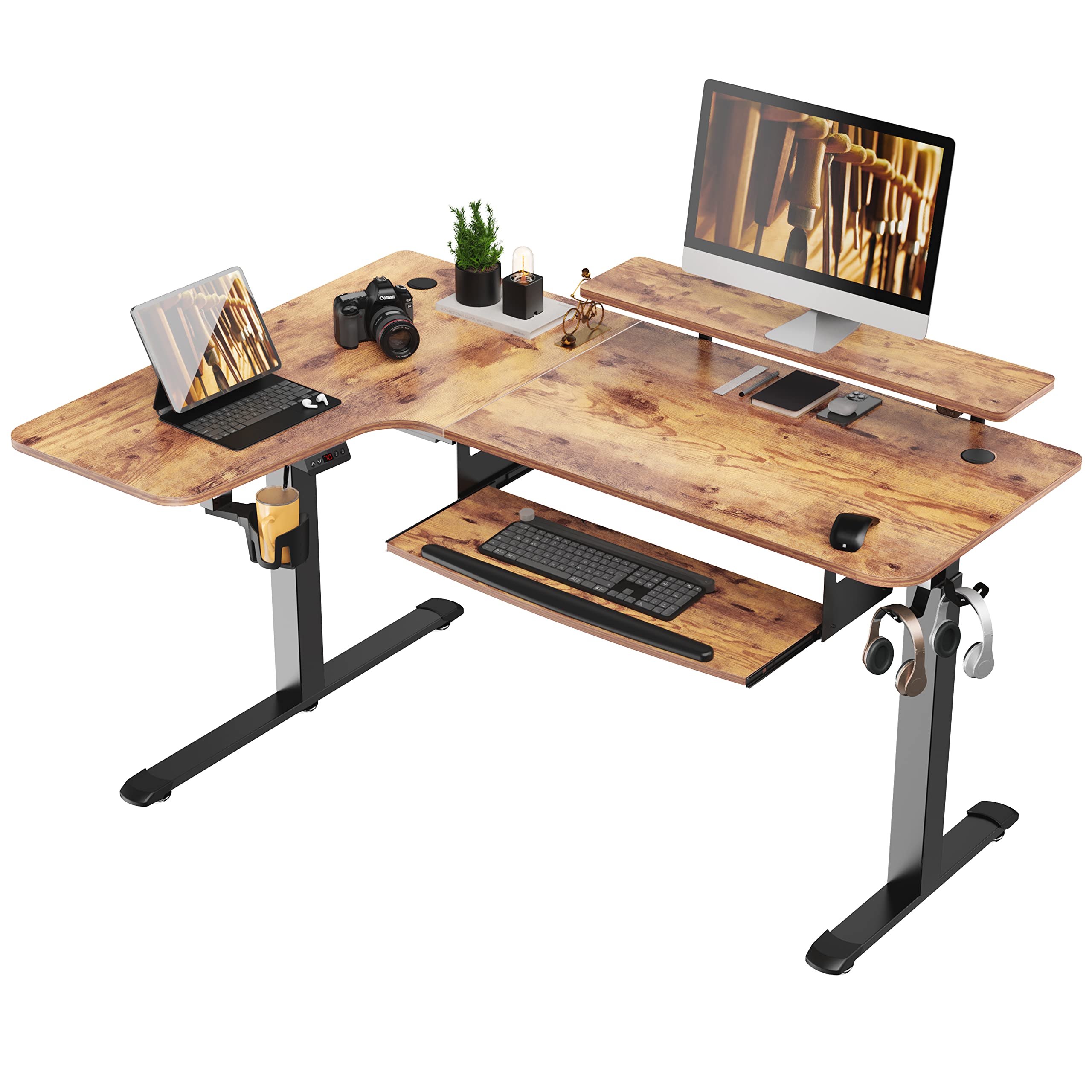 Mua Standing Desk with Keyboard Tray, Computer Desk, 61" L Shaped ...