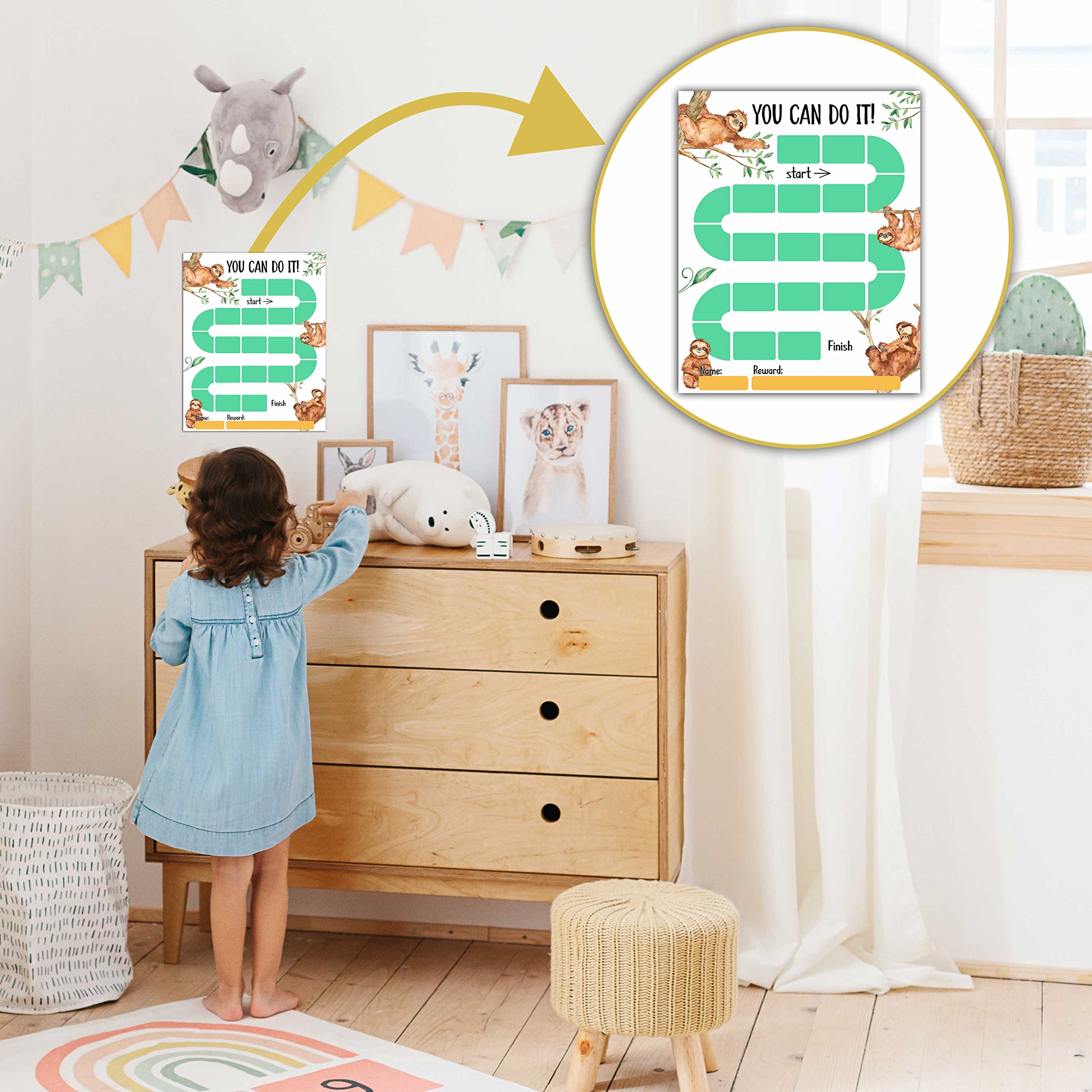 Mua 10 Sloth Reward Chart with 216 Round Stickers, Incentive Behavior ...