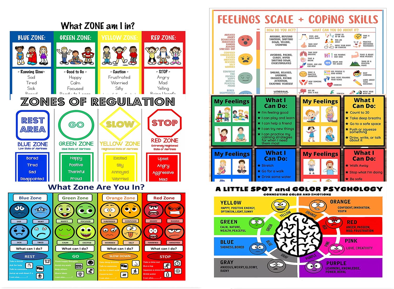 Zones of Regulation Poster, Feelings Posters, Feelings Chart For Kids ...