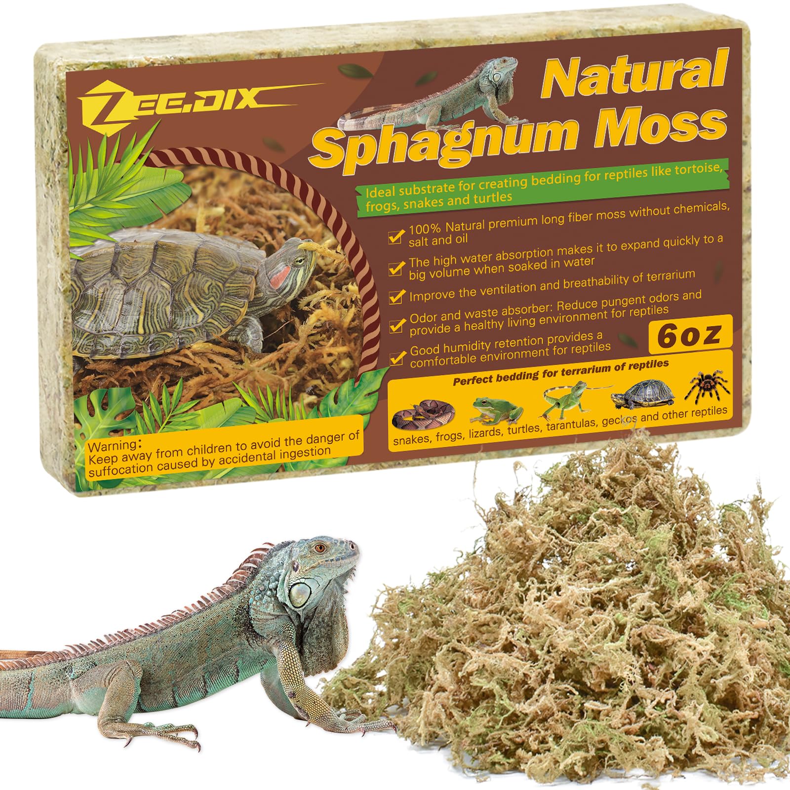 Mua ZeeDix 6OZ Sphagnum Moss for Reptiles, 8QT Premium Dried Moss for ...