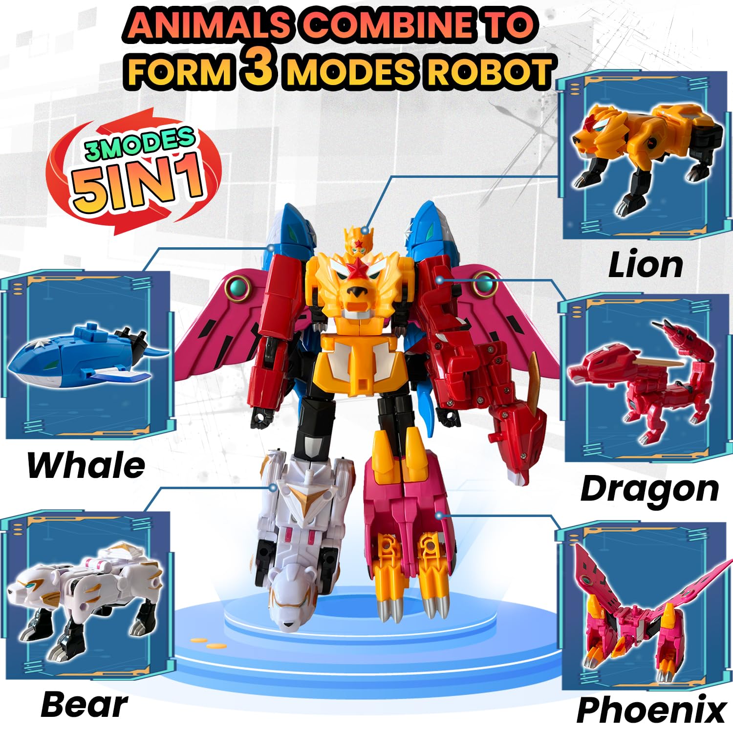 Mua Wenbeier Animals 5-in-1 Combined Large Robot Toys Take Apart Toys ...