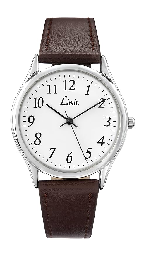 Limit Men's Quartz Watch with White Dial Analogue Display and Brown ...