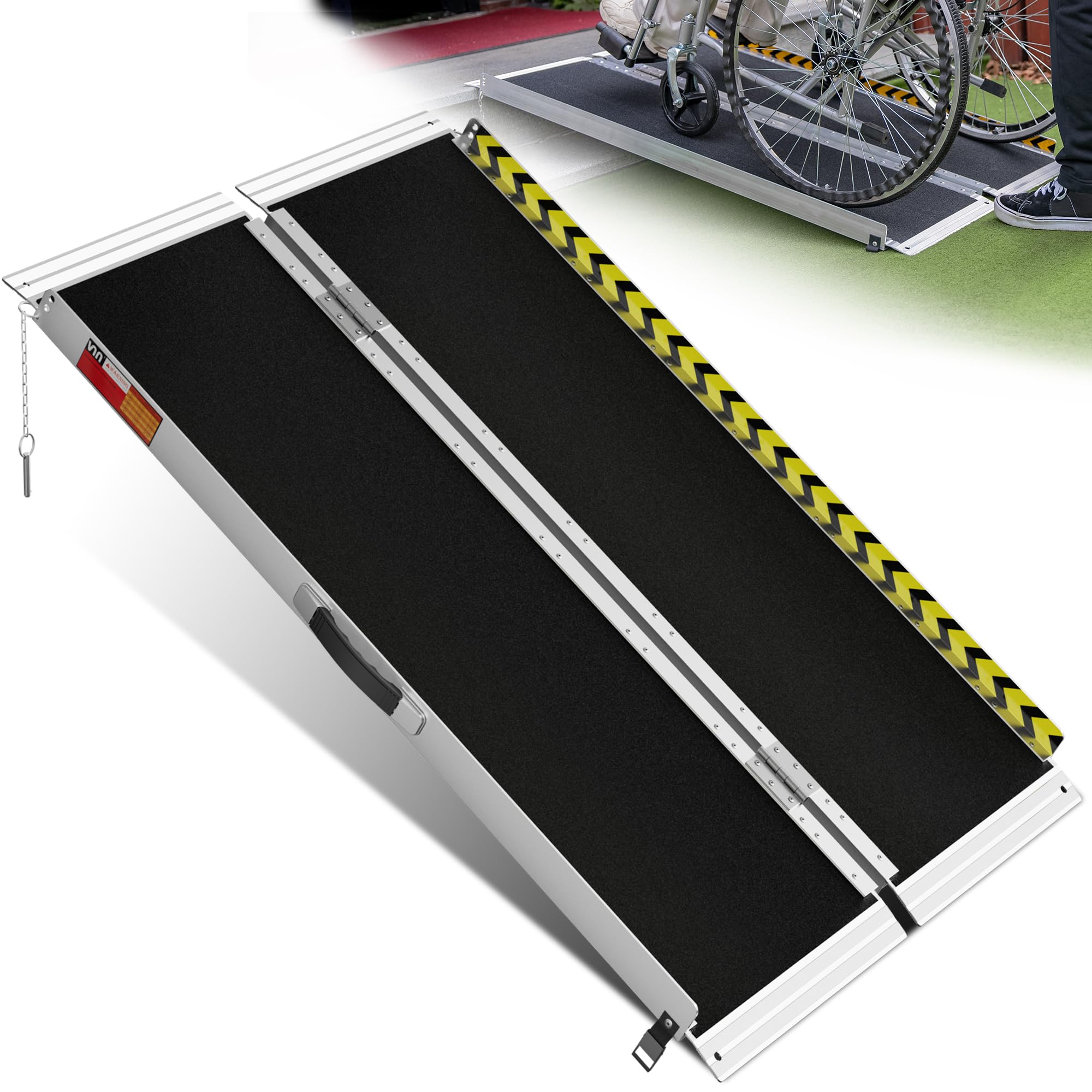 VNN Portable Wheelchair Ramp 4FT, Non-Slip Aluminum Folding Handicap ...