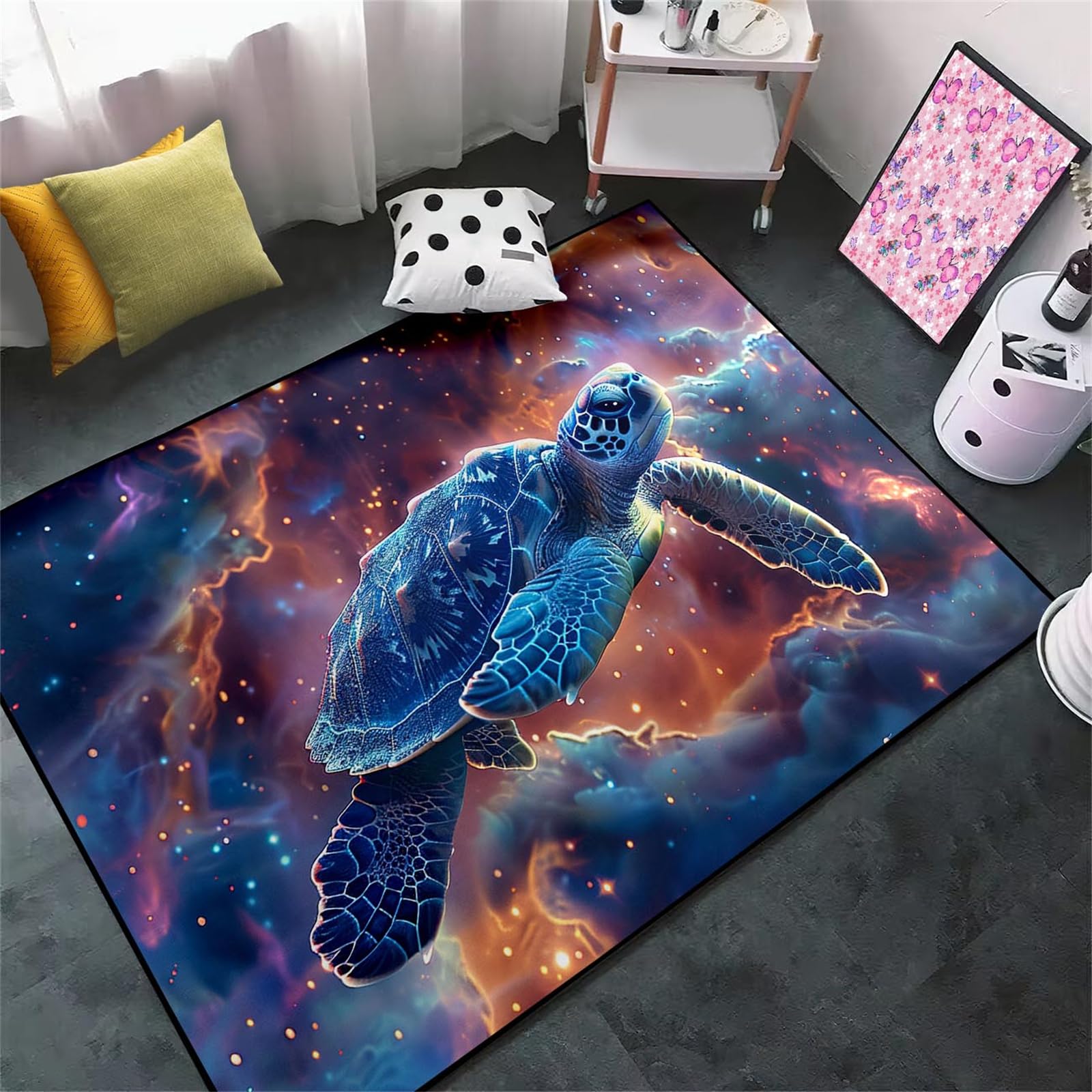 Sea Turtle Rug for Kids Starry Sky Carpets for Kids Bedroom Turtle Area ...