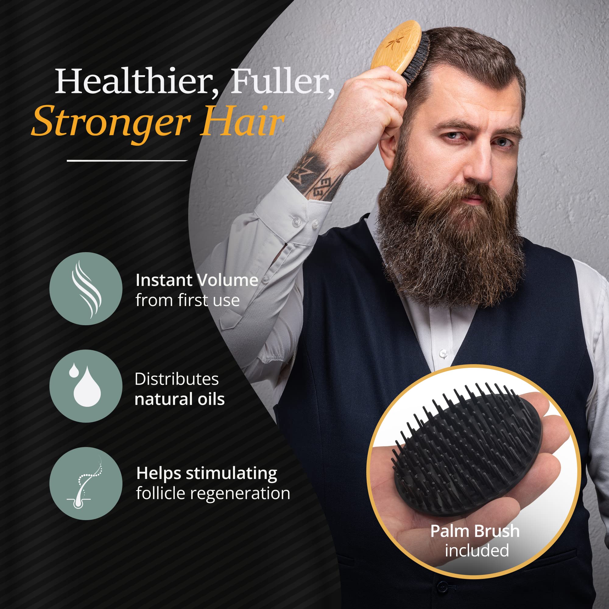 Mua Belula Boar Bristle Hair Brush Set for Men - Soft Mens Hair Brush ...
