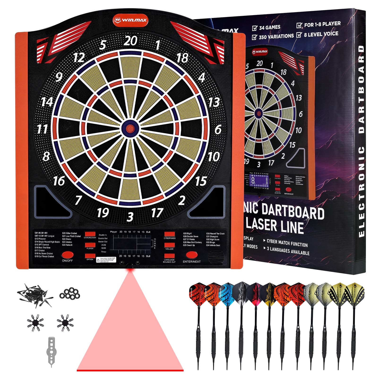 Electronic Dart Board with LED Sidelamp, Laser Toe Line, Digital ...
