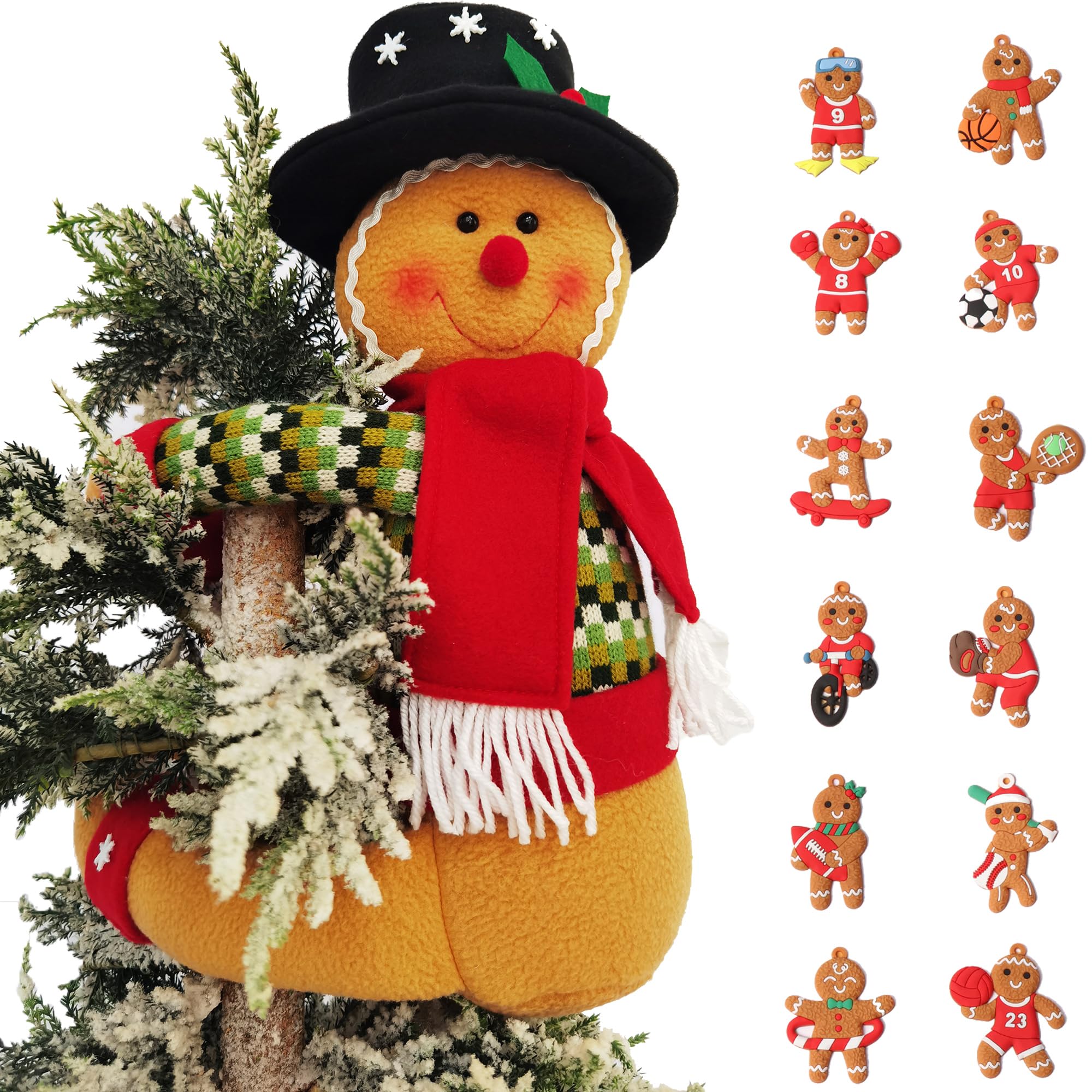 Gingerbread Man Christmas Tree Topper Decorations, Xmas Plush Stuffed ...