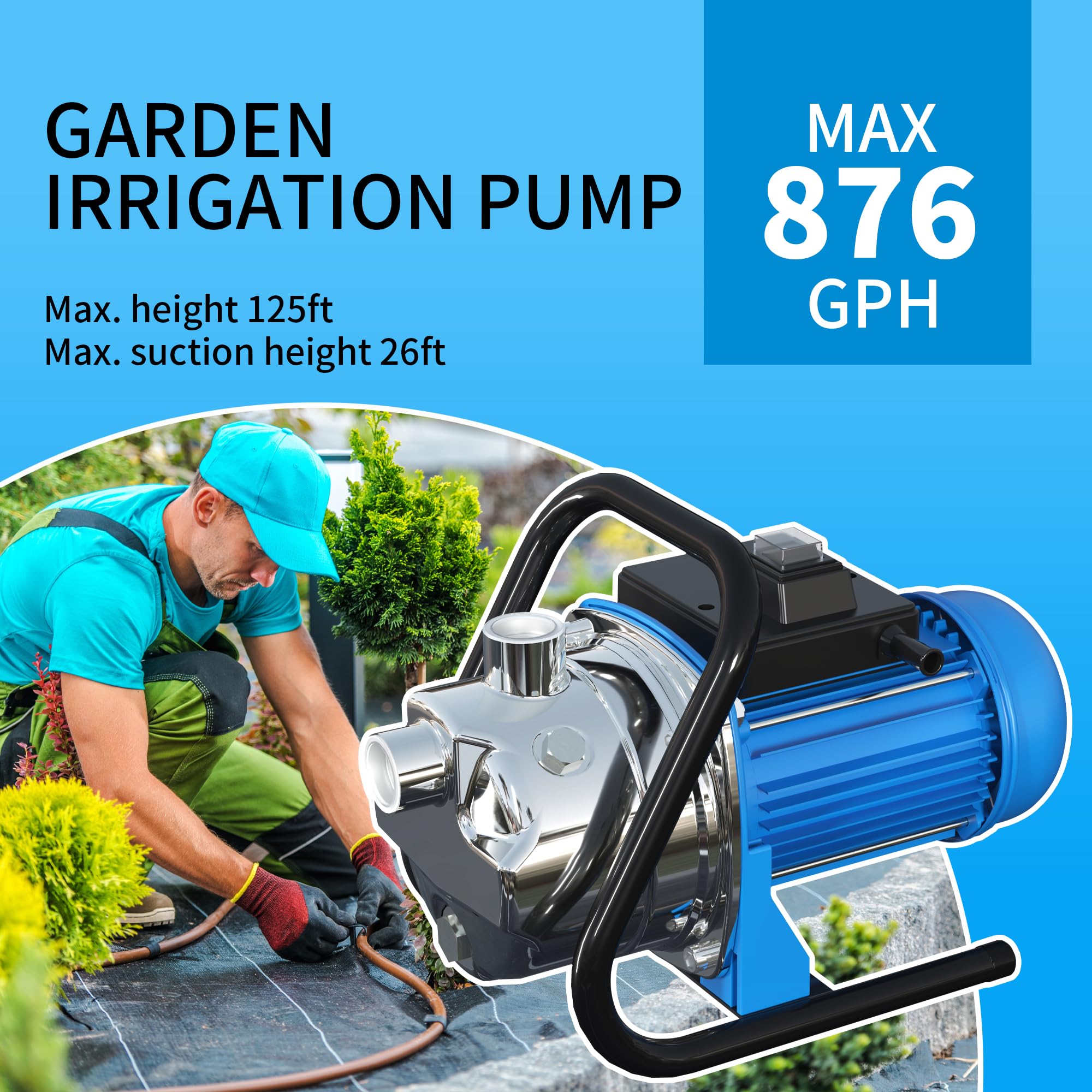 Mua FOTING 1 HP Portable Shallow Well Pump, Garden Pump Stainless Steel ...
