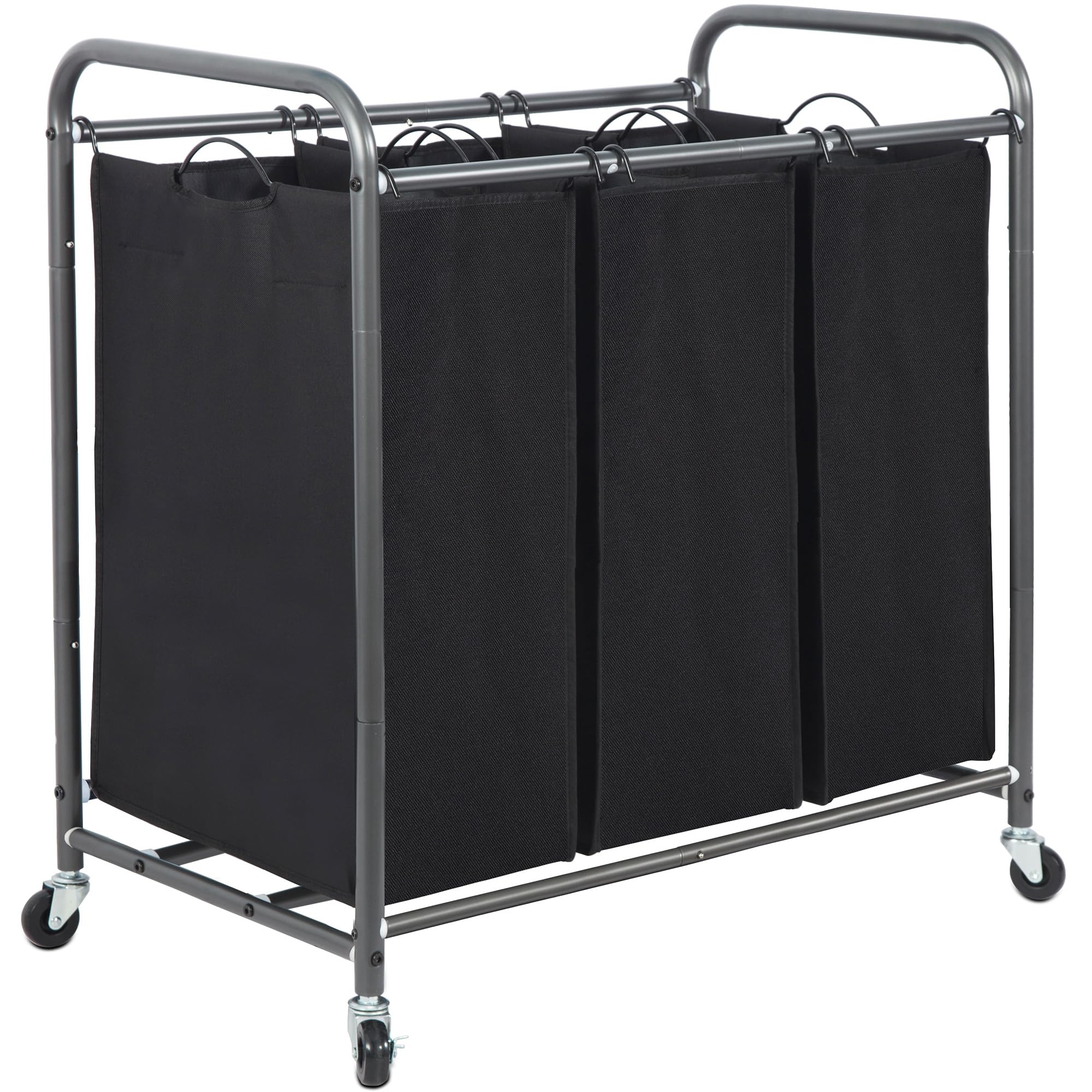 STORAGE MANIAC 3 Section Laundry Sorter, 3 Bag Laundry Hamper Cart with ...