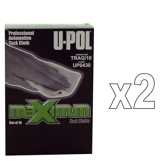 UPol Tack Cloths Pack of 10 x2 Rags Sticky Tak Rag Paint Body Shop Wipe ...