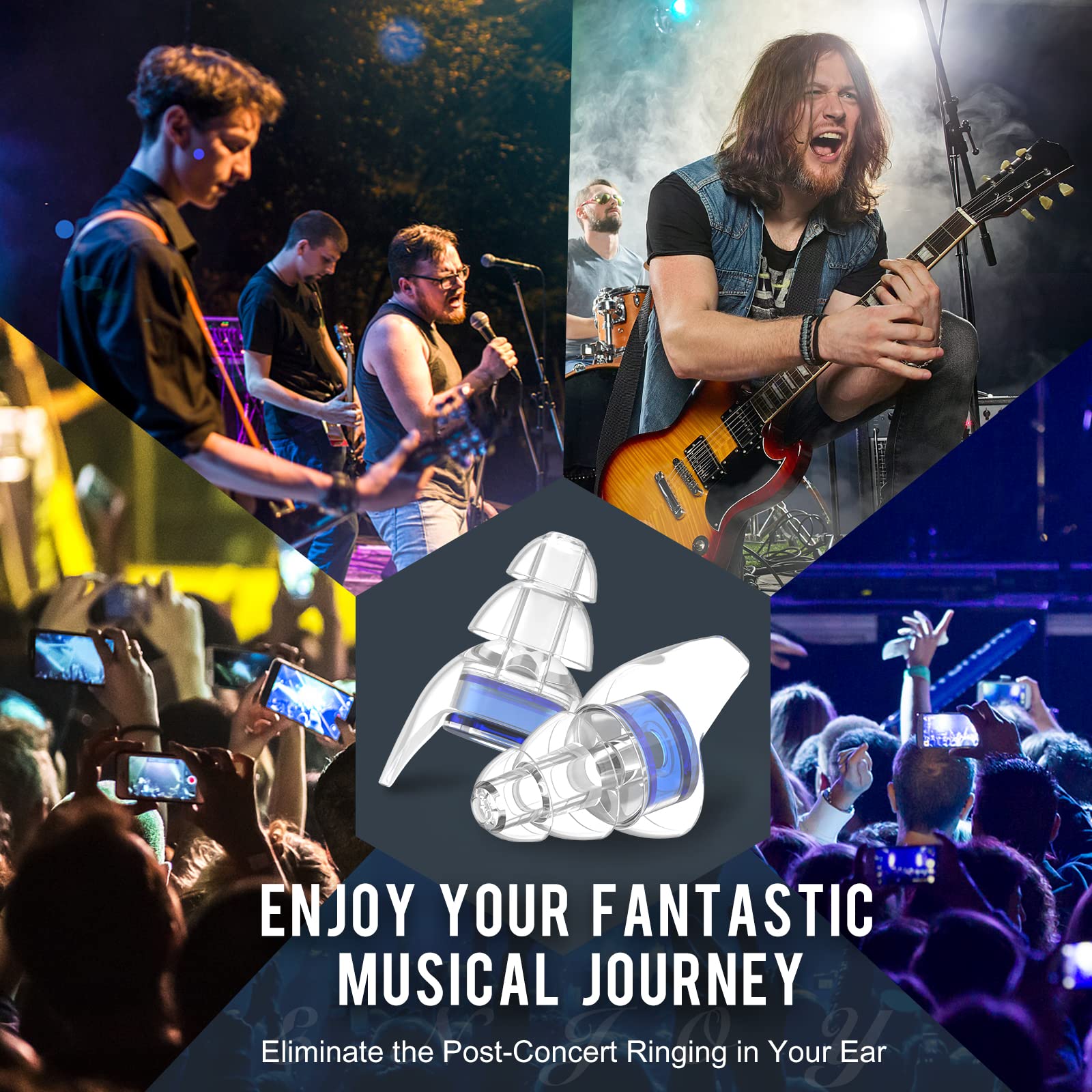 Mua 2 Pairs High Fidelity Concert Ear Plugs, Silicone Hearing ...