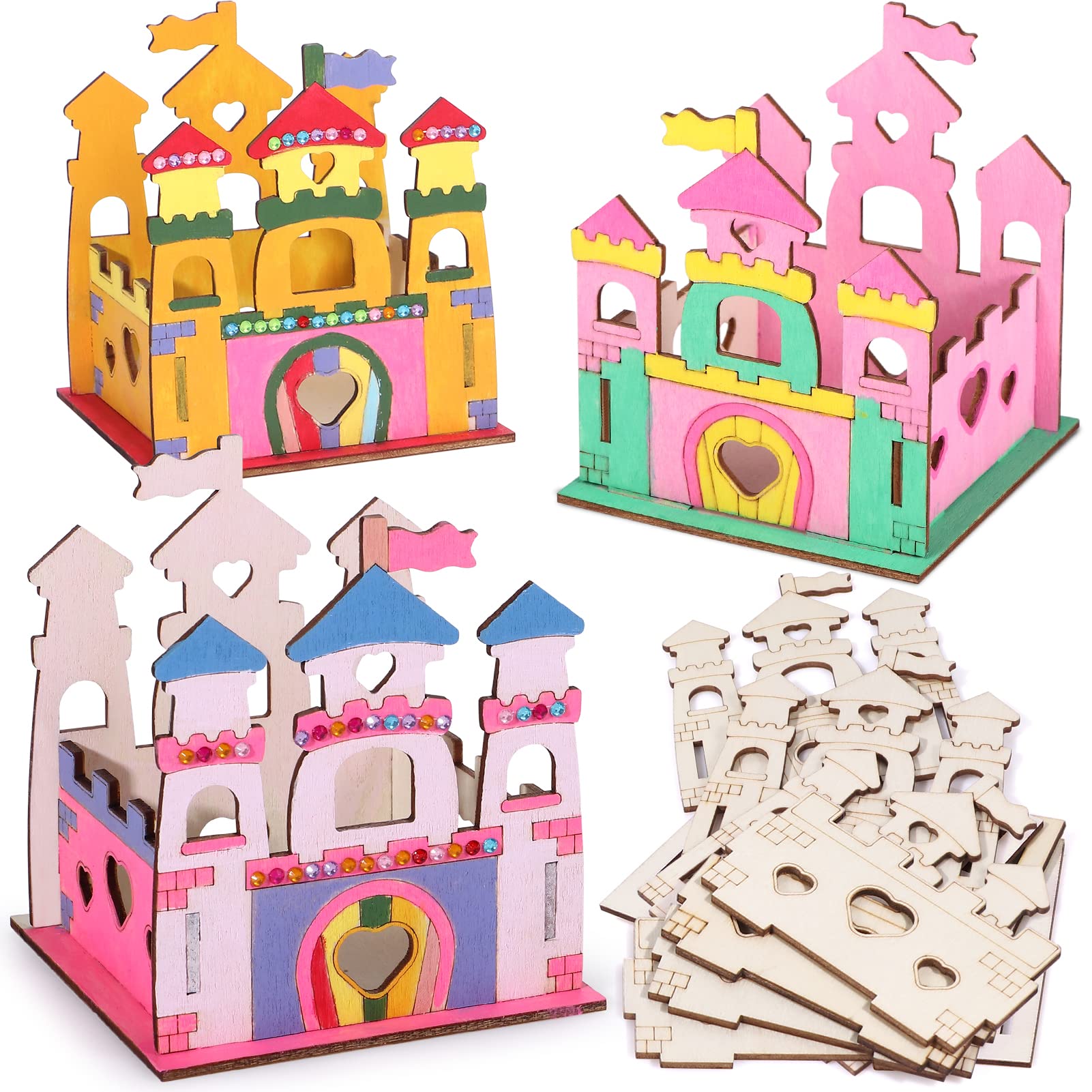 Mua 12 Set Build & Paint Wooden Castle Crafts Kit for Kids - Girls ...