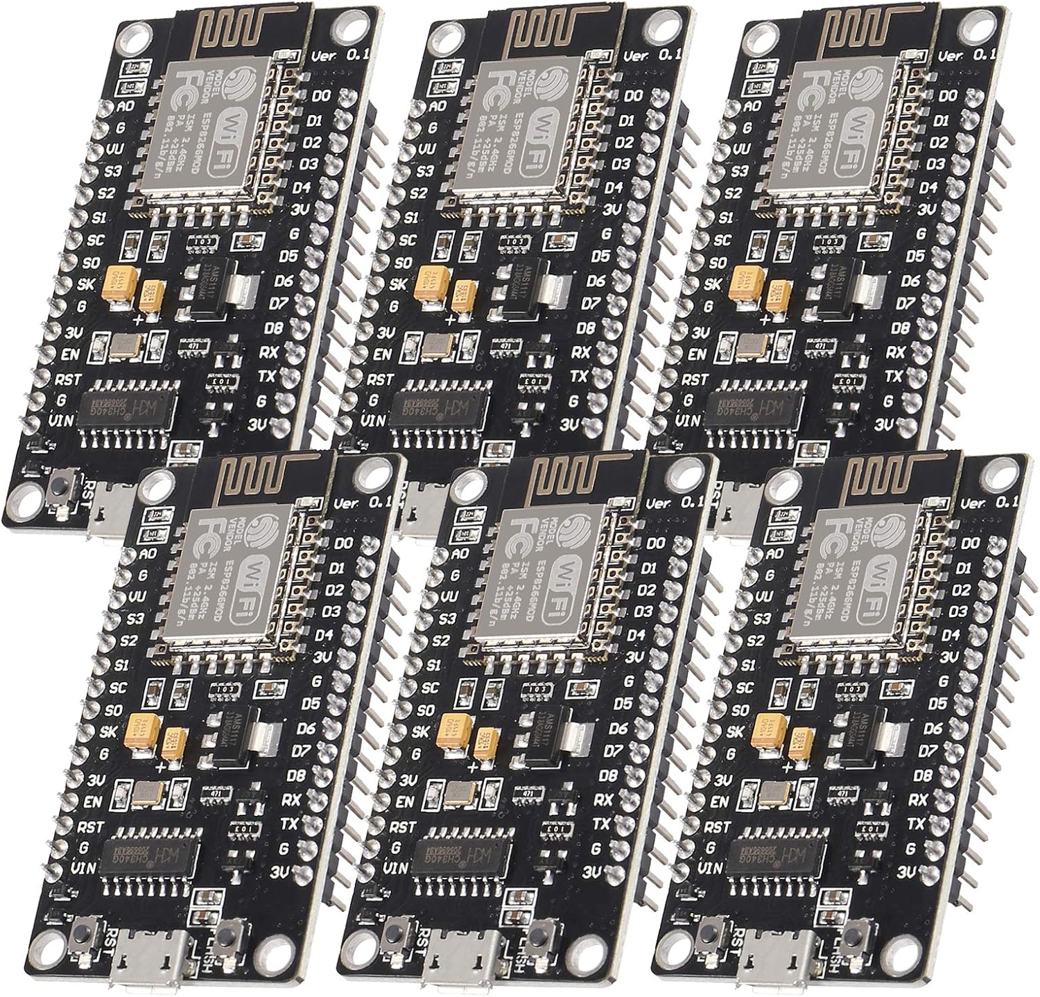 AITRIP 6pcs Electronic Wireless Module for NodeMcu v3 Lua with CH340 Chip WiFi Internet of ...
