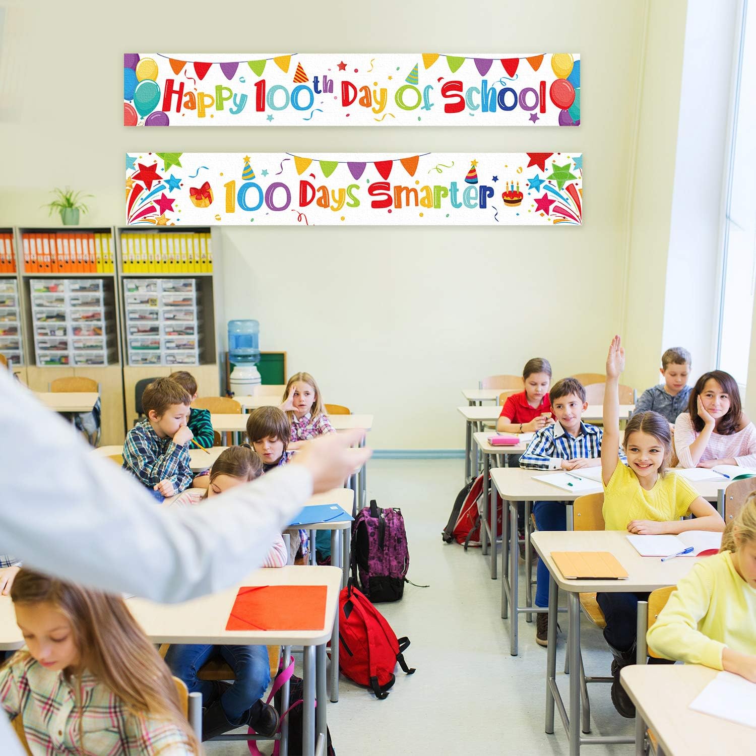2 Pieces Happy 100th Day of School Banner 100 Days Smarter Banner ...