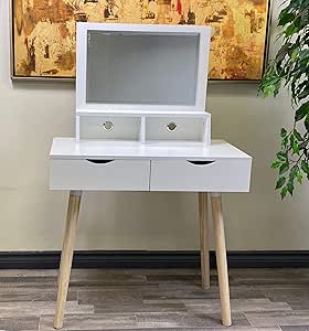 ViscoLogic Vogue Makeup Vanity Dressing Table with Removable Mirror ...