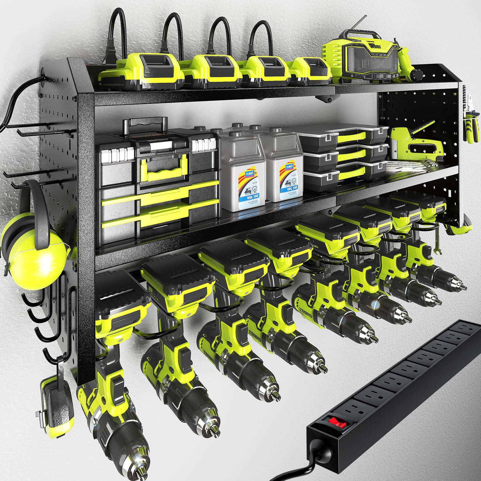 KAFAHOM Power Tool Organizer with Charging Station, Built in 8 Outlet ...