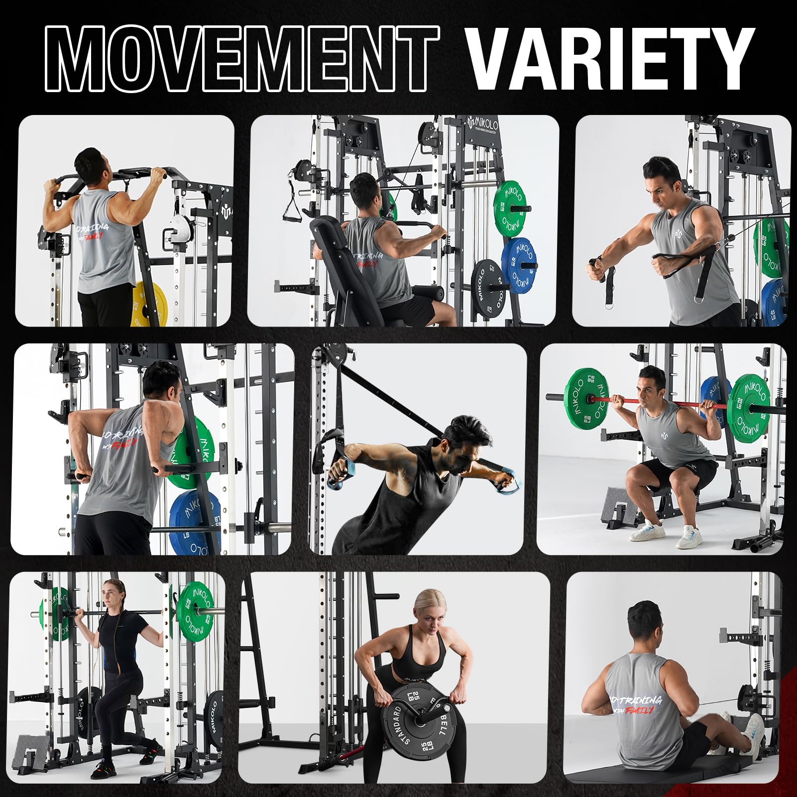 Mua Mikolo Smith Machine, 2200lbs Squat Rack with LAT-Pull Down System ...