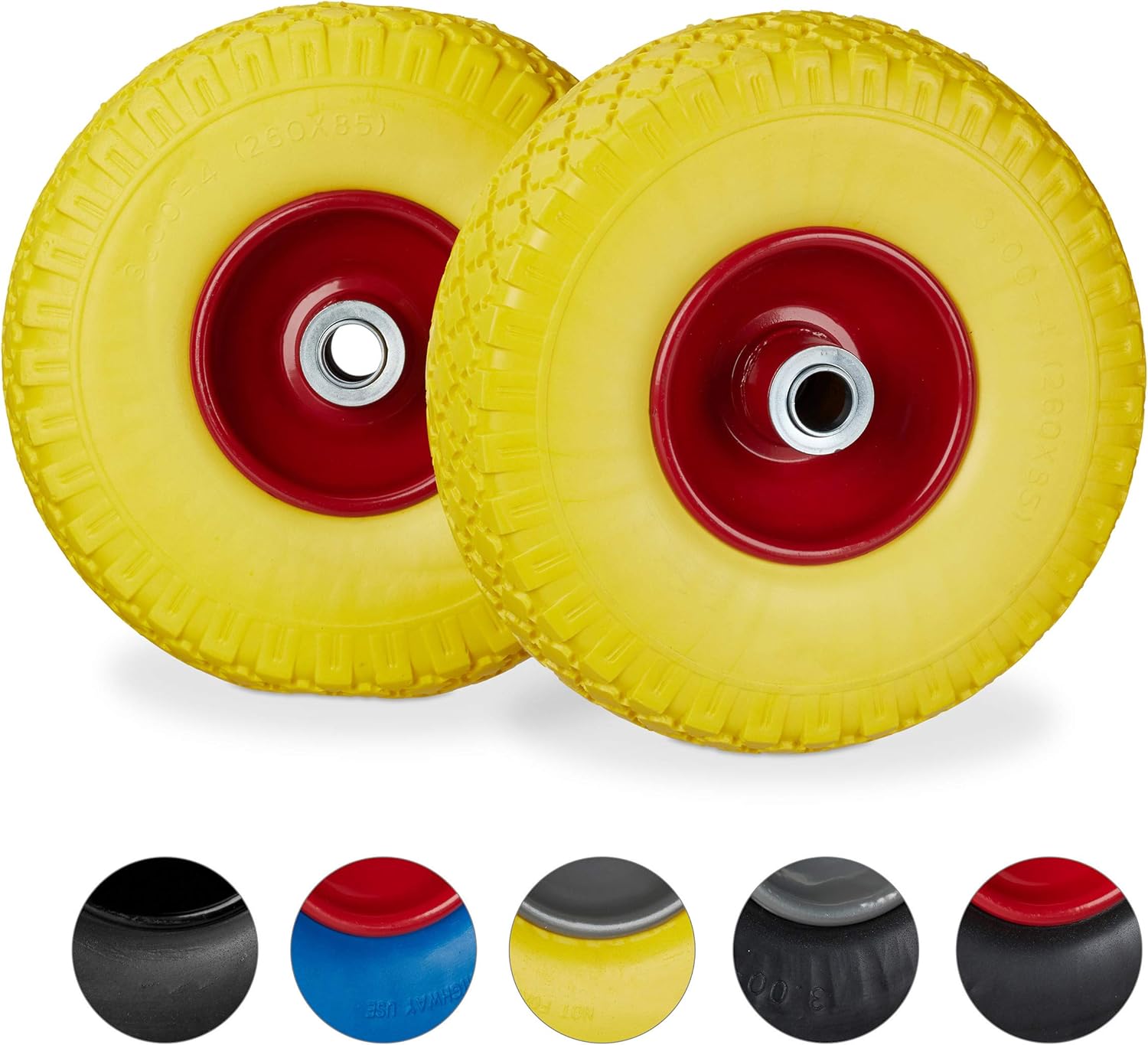 relaxdays 2 Ruote per Carrello Standard, in Gomma Antipanne, 3.00-4 ...