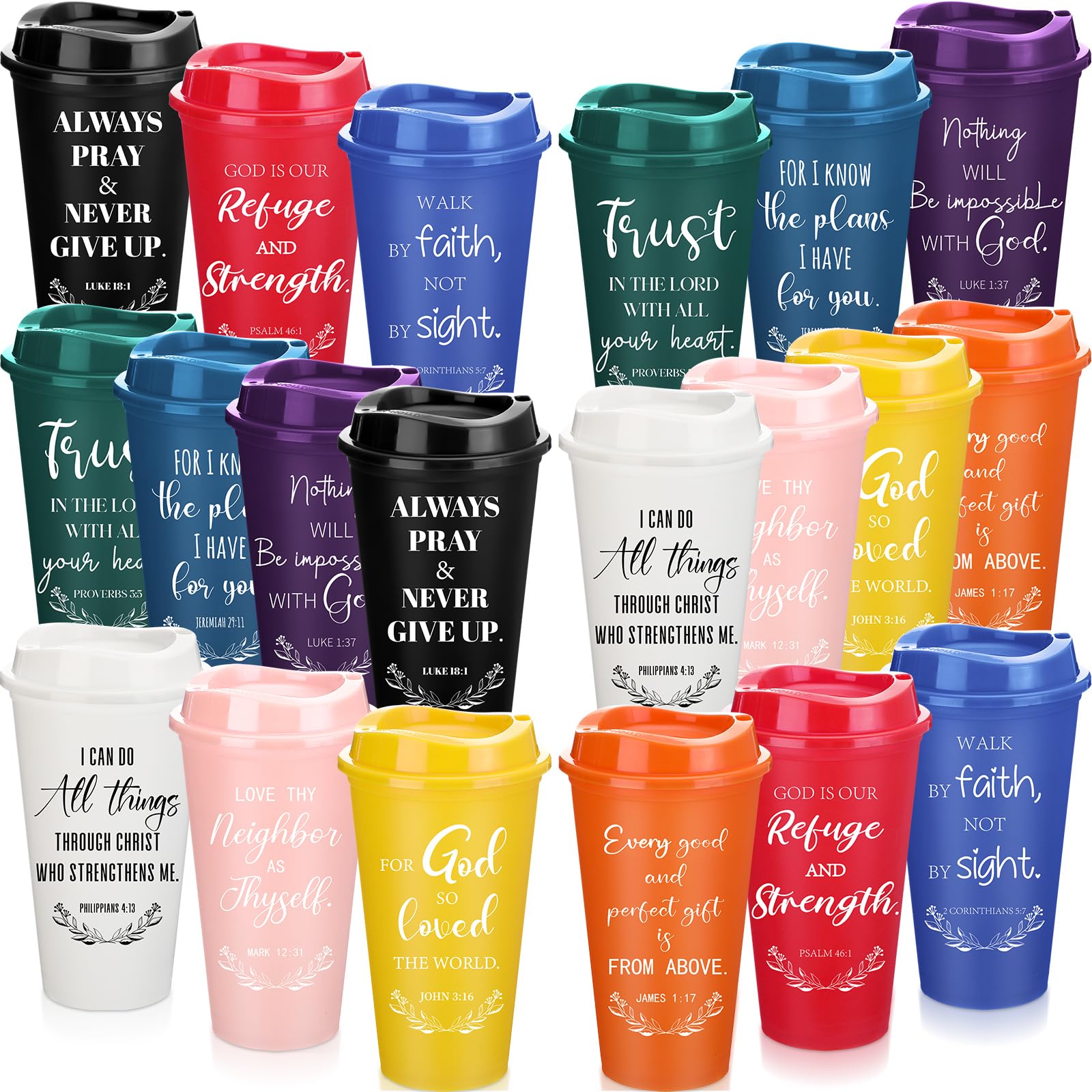 Skylety 20 Pack Christian Gifts 16oz Bible Verse Tumbler Bulk Plastic ...