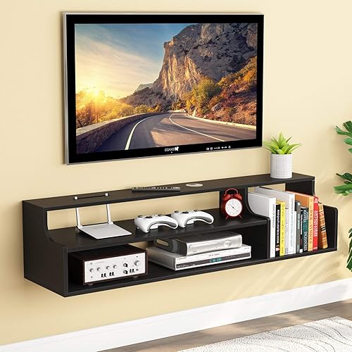 Tribesigns 3 Tier Modern Floating TV Shelf TV Stand Wall Mounted Media ...